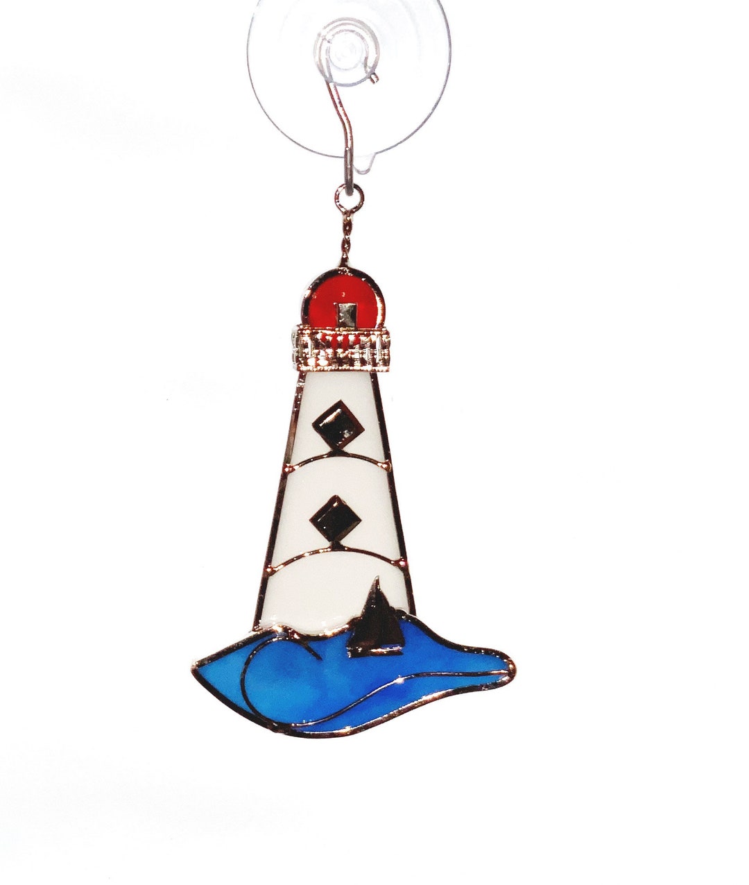 Stained Glass Small Lighthouse Suncatcher/ Coastal Decor/ Beach Life ...