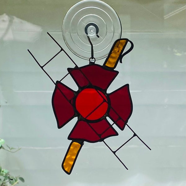 Firefighter Stained Glass - Etsy