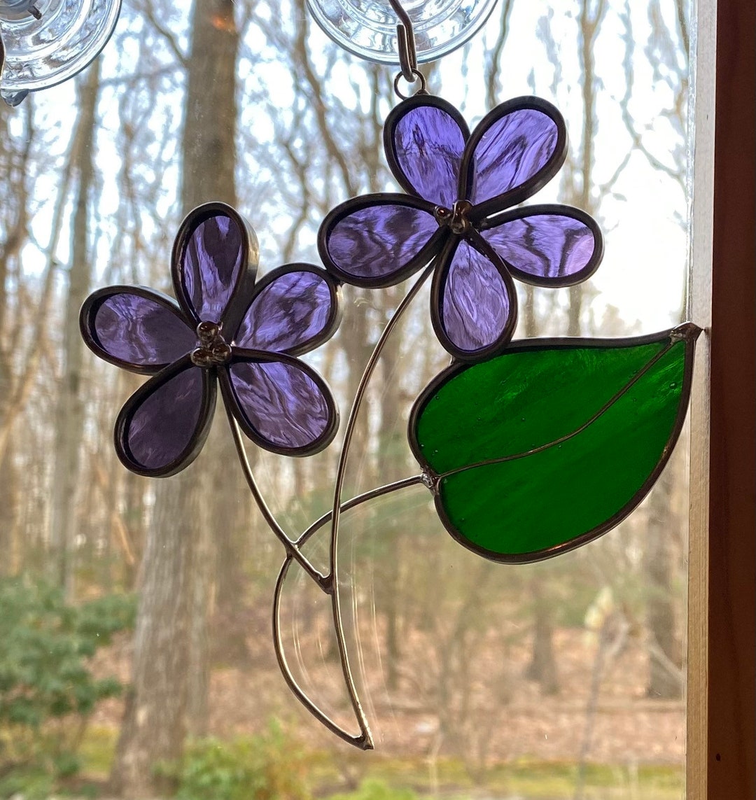 Stained Glass Violet Suncatcher/ 6 X 6spring Flowers/ - Etsy
