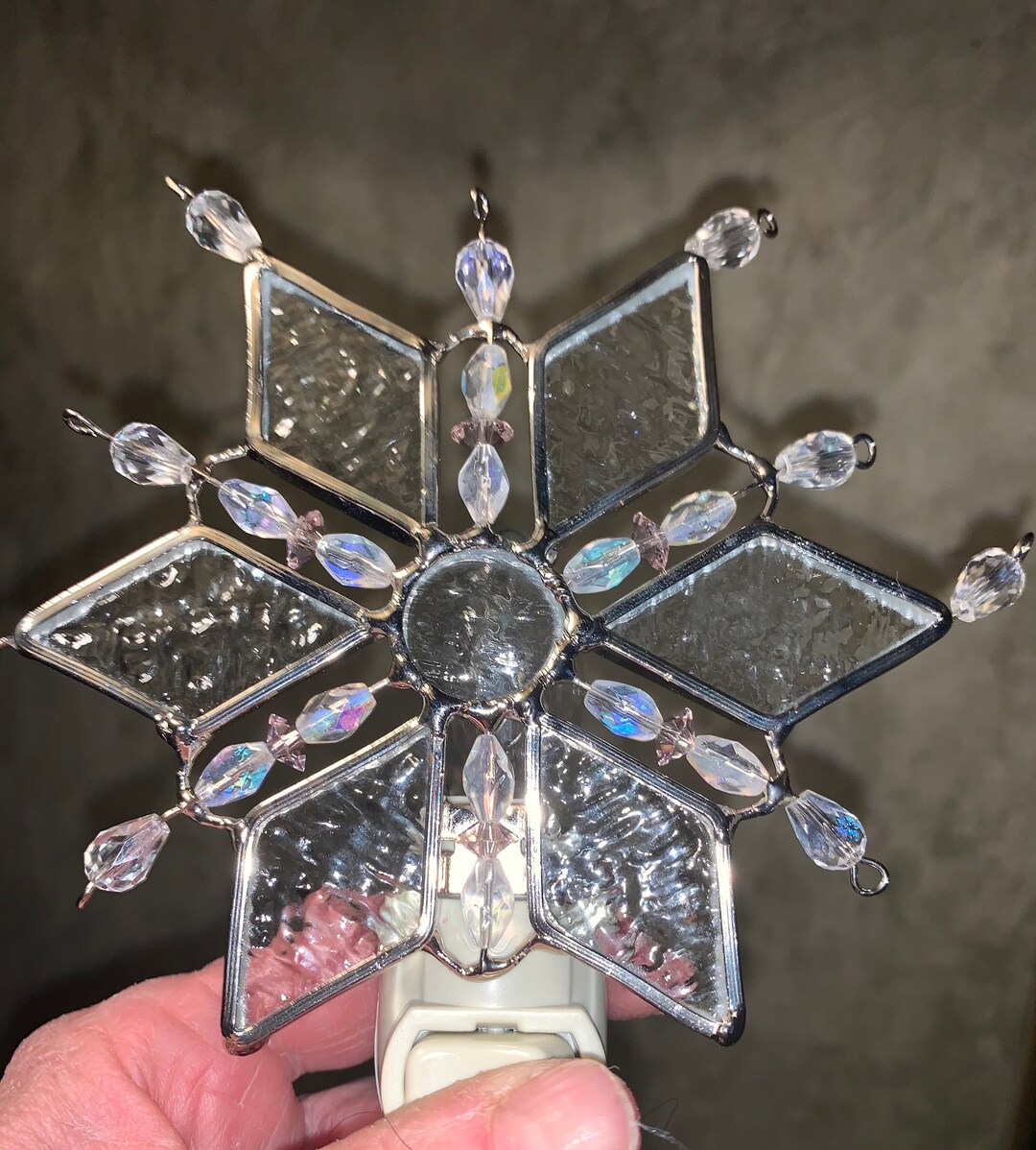 5”h X 5 1/2”w Snowflake Night Light/ Crystal Clear Snowflake/ Winter ...