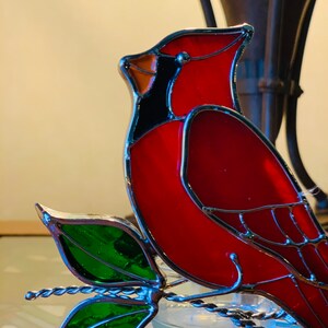 3 Dimensional Cardinal Votive/ Stained Glass Cardinal on a Branch ...
