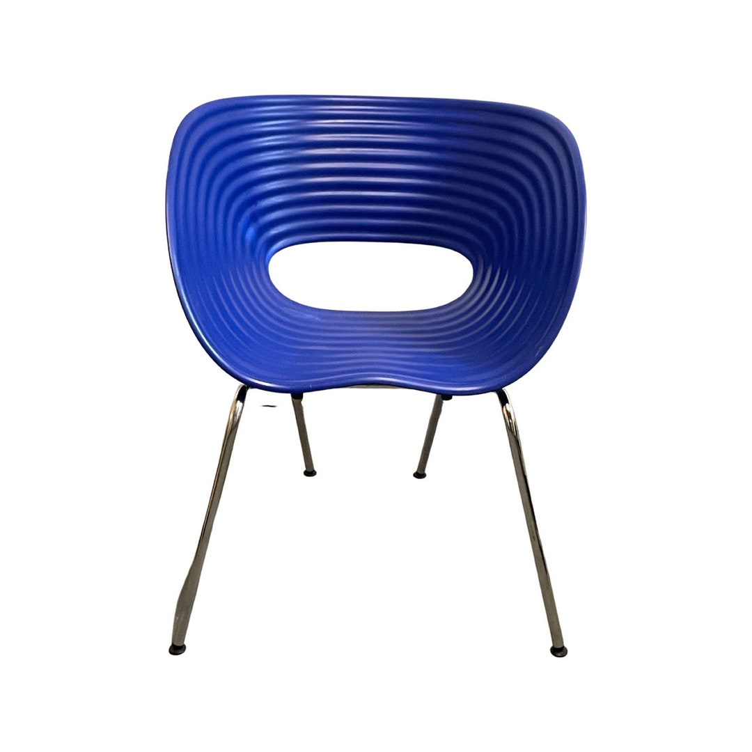 Ron Arad - Vitra - Dining Chair on Chromed Base - Model Tom Vac - Blue ...