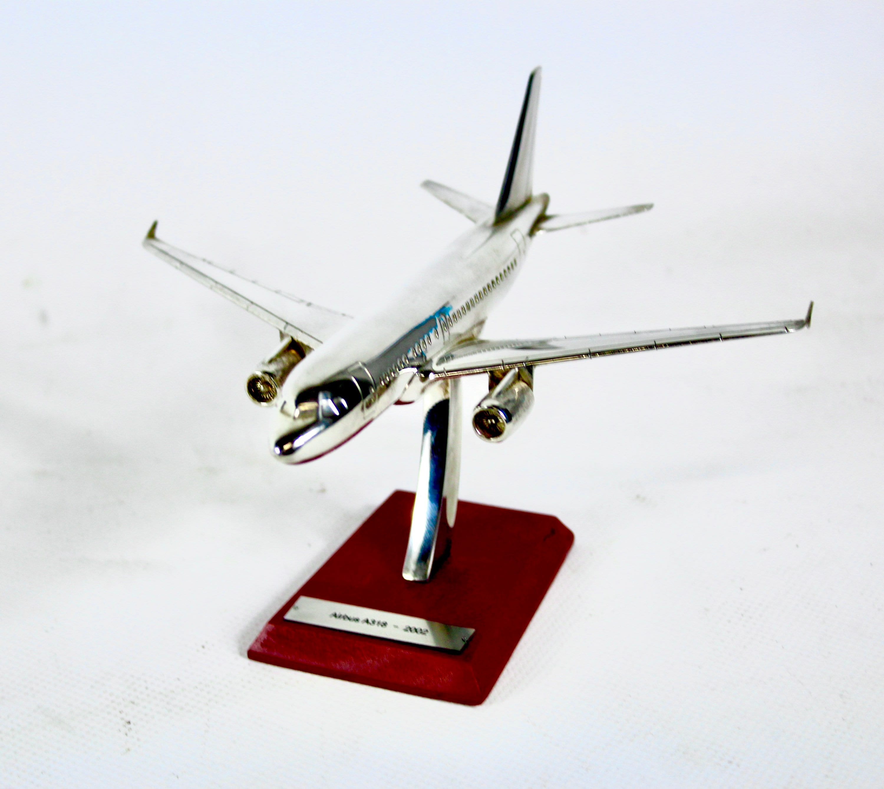 Scale model of an airplane silver plated mounted on wooden | Etsy
