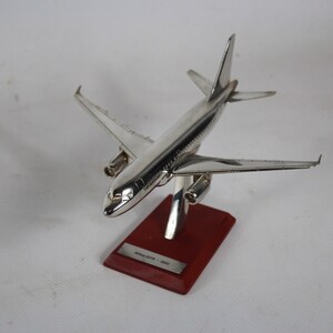 Scale Model of an Airplane silver Plated Mounted on Wooden Base Airbus ...
