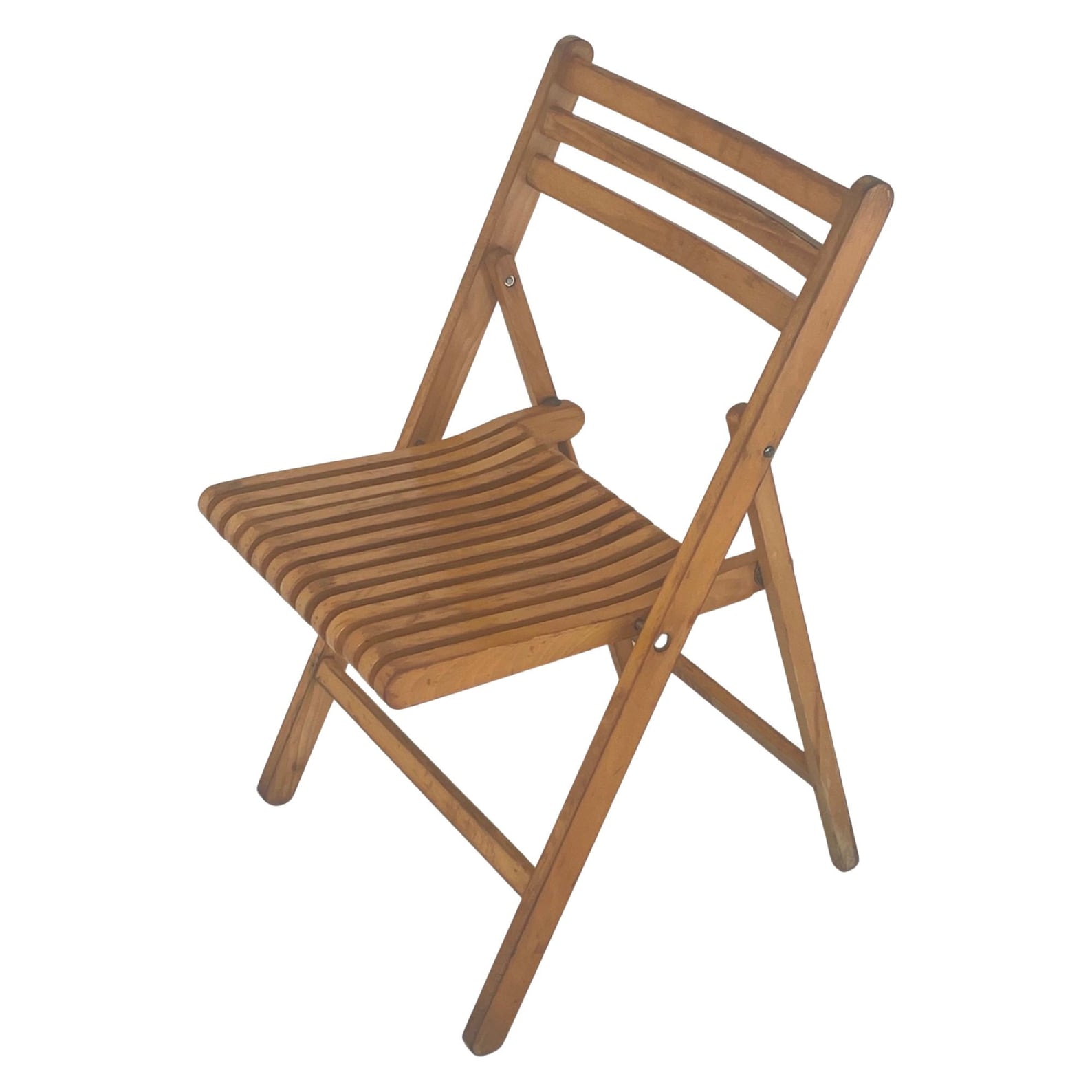 Vintage - Folding Chair With Curved Seat - Light Oak (wood Grain ...