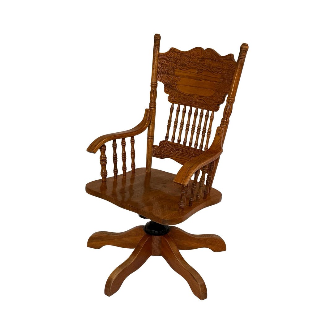 Bent Wood Captains Chair - Mounted on a Swiveling Base - Intricate ...