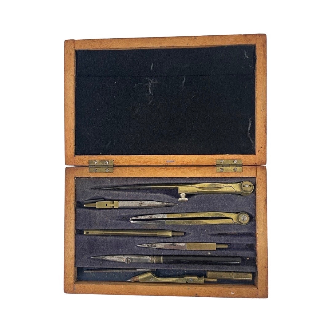 Antique - Writing Compass - Brass in Wooden Box - Etsy