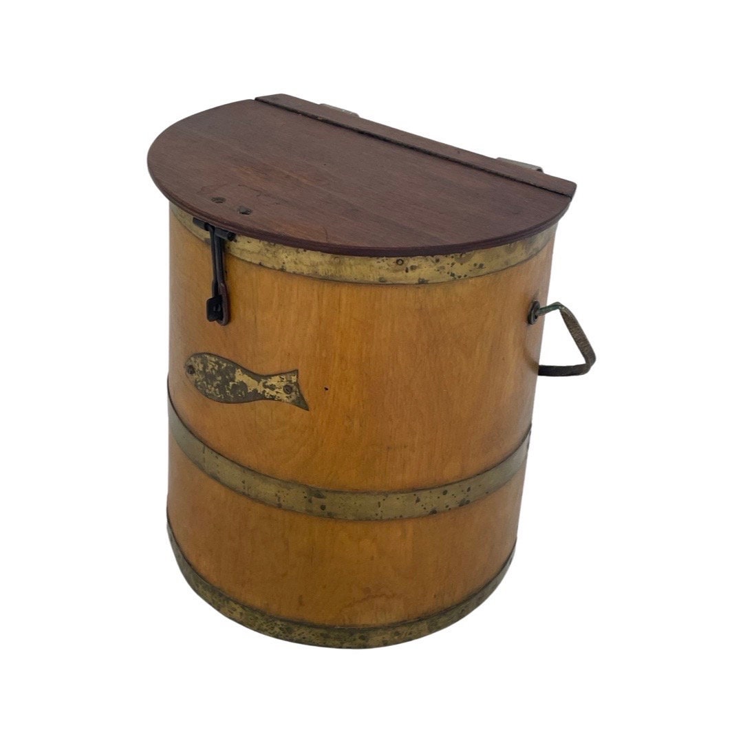 Dutch Antique Live Bait Canister / Fishing Barrel Oak Wood, Portable ...