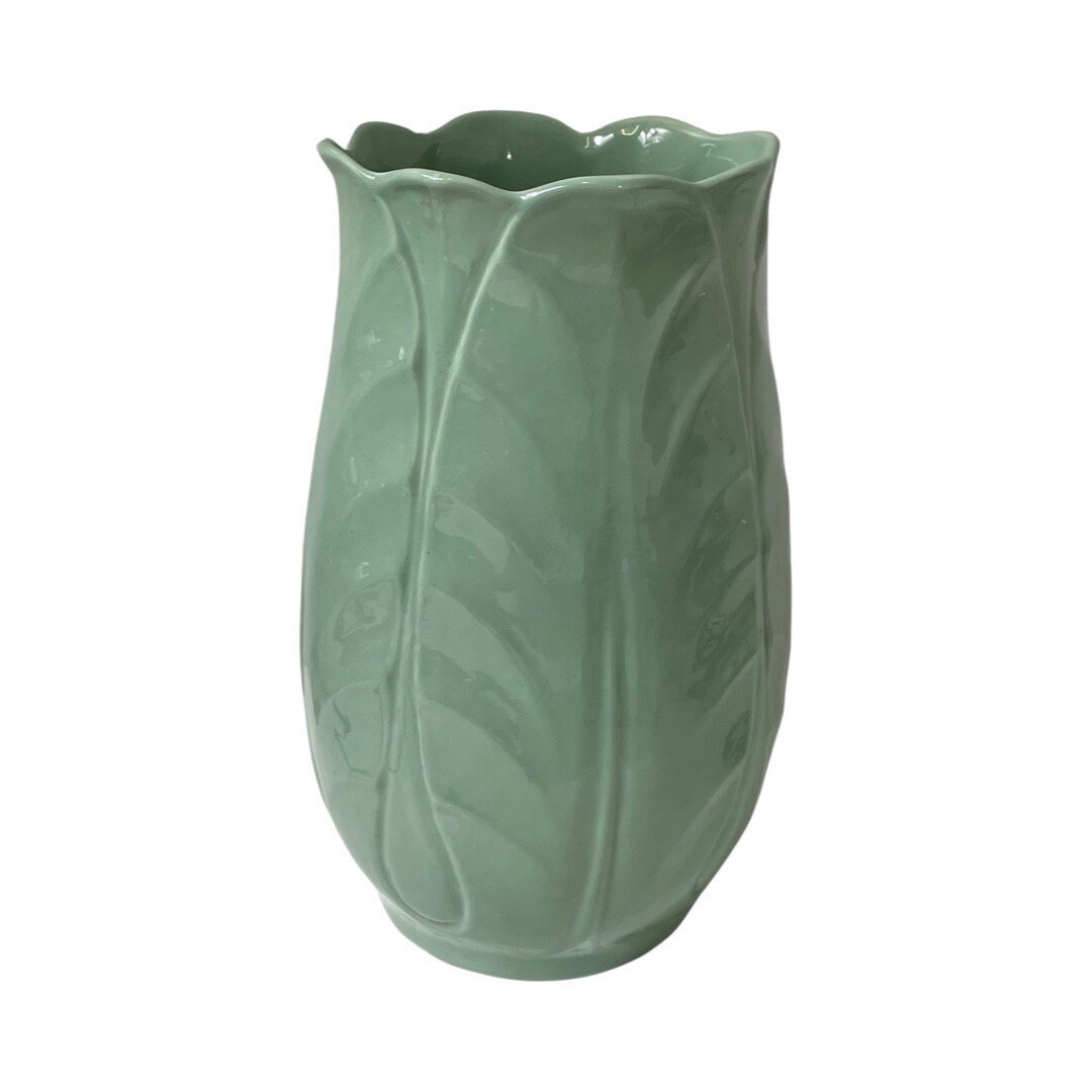 Mid Century Modern - Large - Ceramic Vase - Leaf Pattern and Glazed on ...