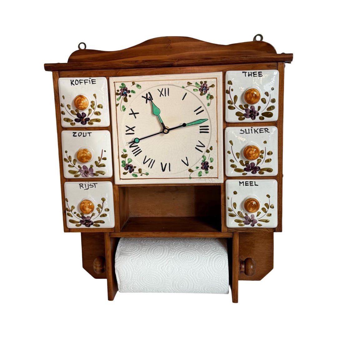 Antique Dutch Spice Rack / Kitchen Cabinet - Delft - Including Clock ...