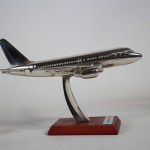 Scale Model of an Airplane silver Plated Mounted on Wooden Base Airbus ...