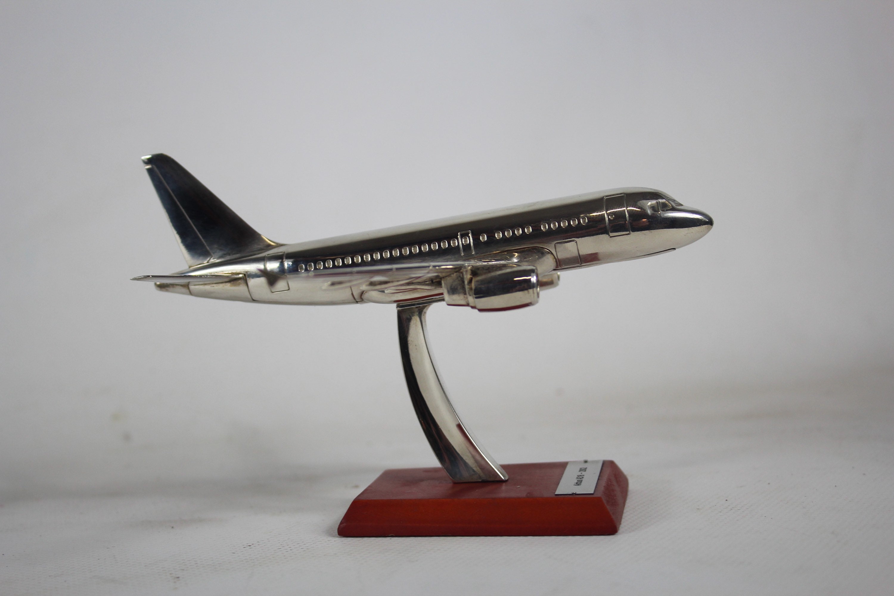 Scale model of an airplane silver plated mounted on wooden | Etsy