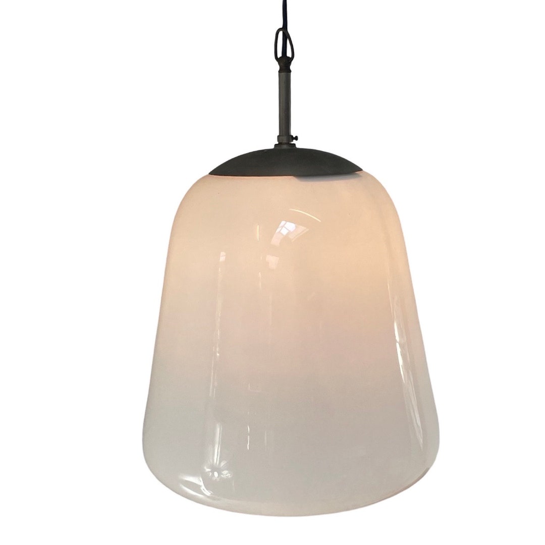 Art Deco Hanging Pedant With Closed Opaline Glass Shade Metal Framework ...