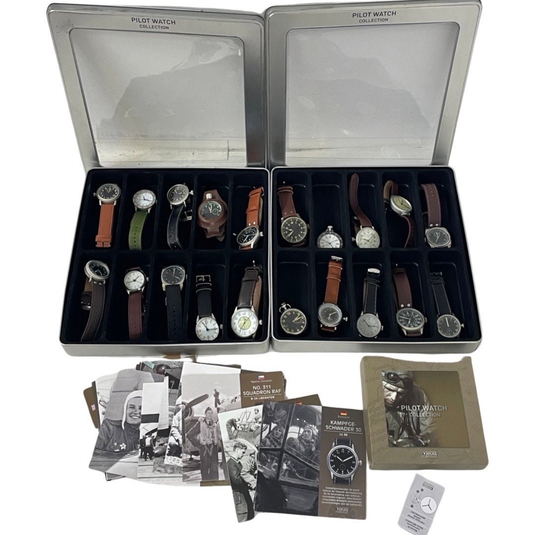 WWII Collection of 20 Watches Including All Paperwork and Display Cases ...