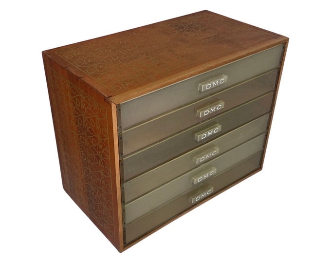 DMC Countertop Display Cabinet / Haberdashery With Six Drawers Antique ...