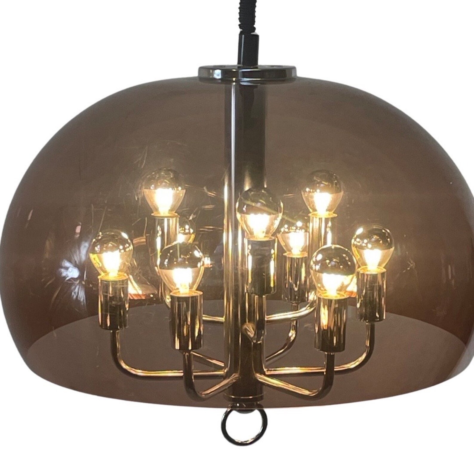 XL Hanging Pedant Including Rollycord - Smoked Acrylic - 9 Bulbs ...