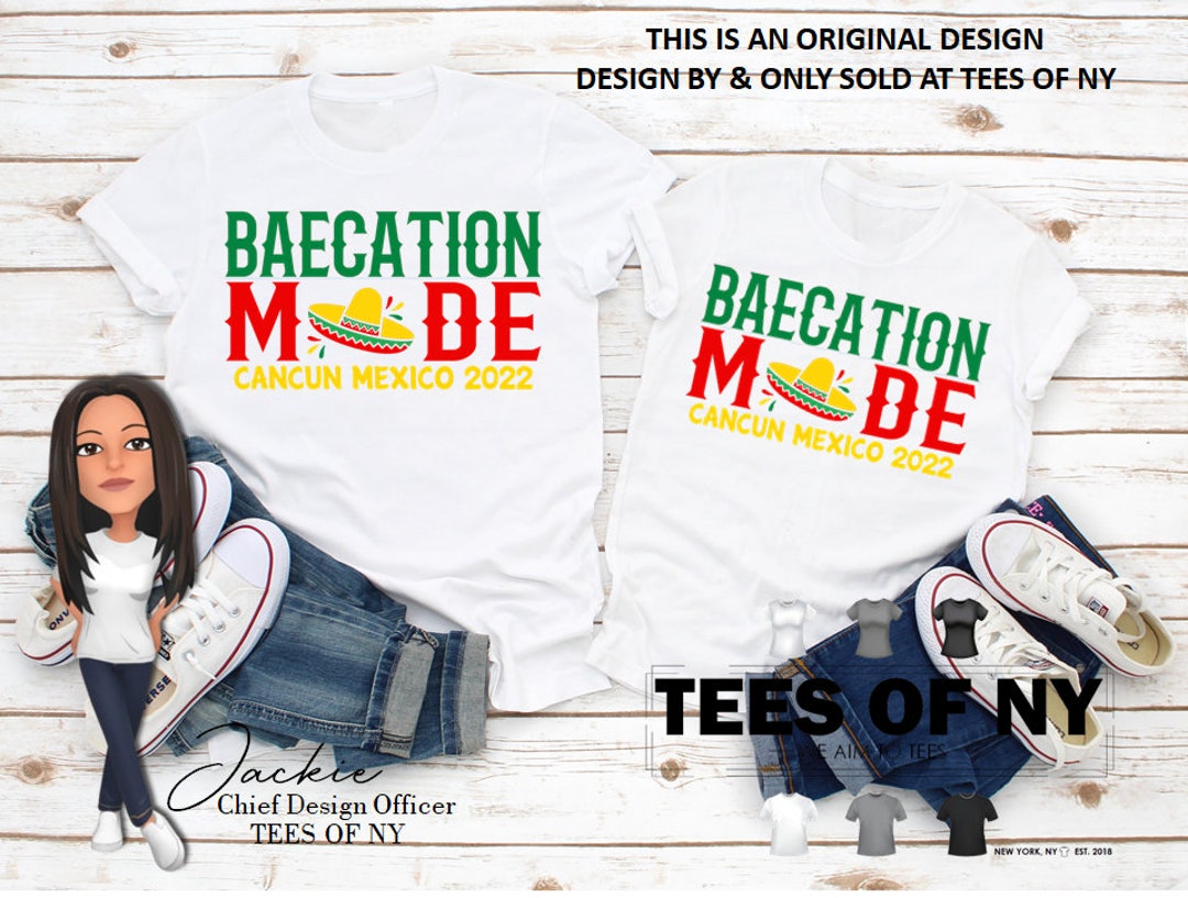 BAECATION MODE Cancun® Couples Vacation | Unisex Jersey Short Sleeve T ...