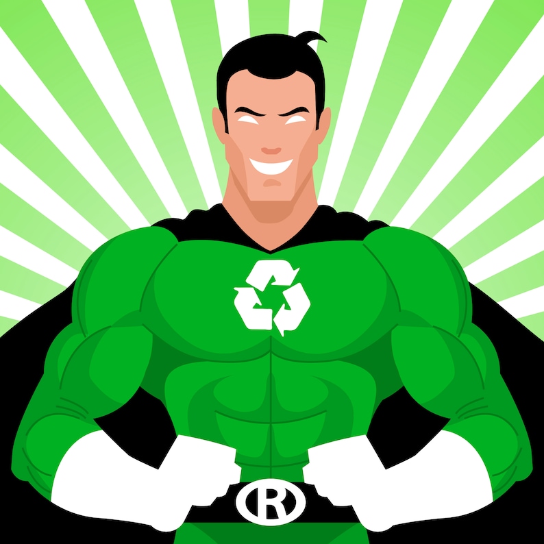 Eco Friendly Superhero Hero Superman Recycling Custom | Etsy