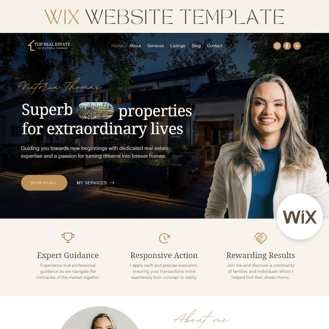 Real Estate Wix Template Editable Realtor Wix Website Boho Agent ...
