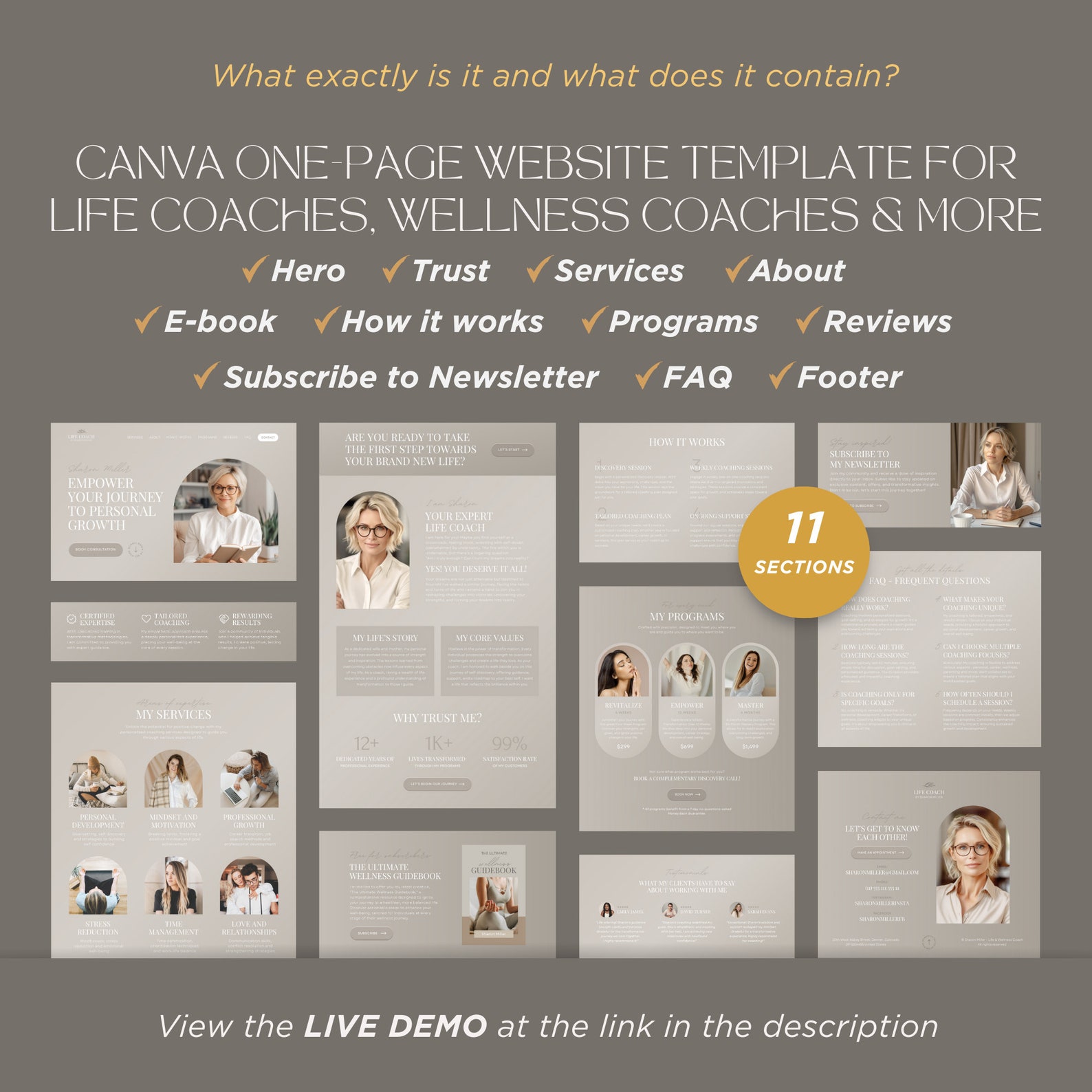 Life Coach Website Template Canva Website Coaching Boho Landing Page ...