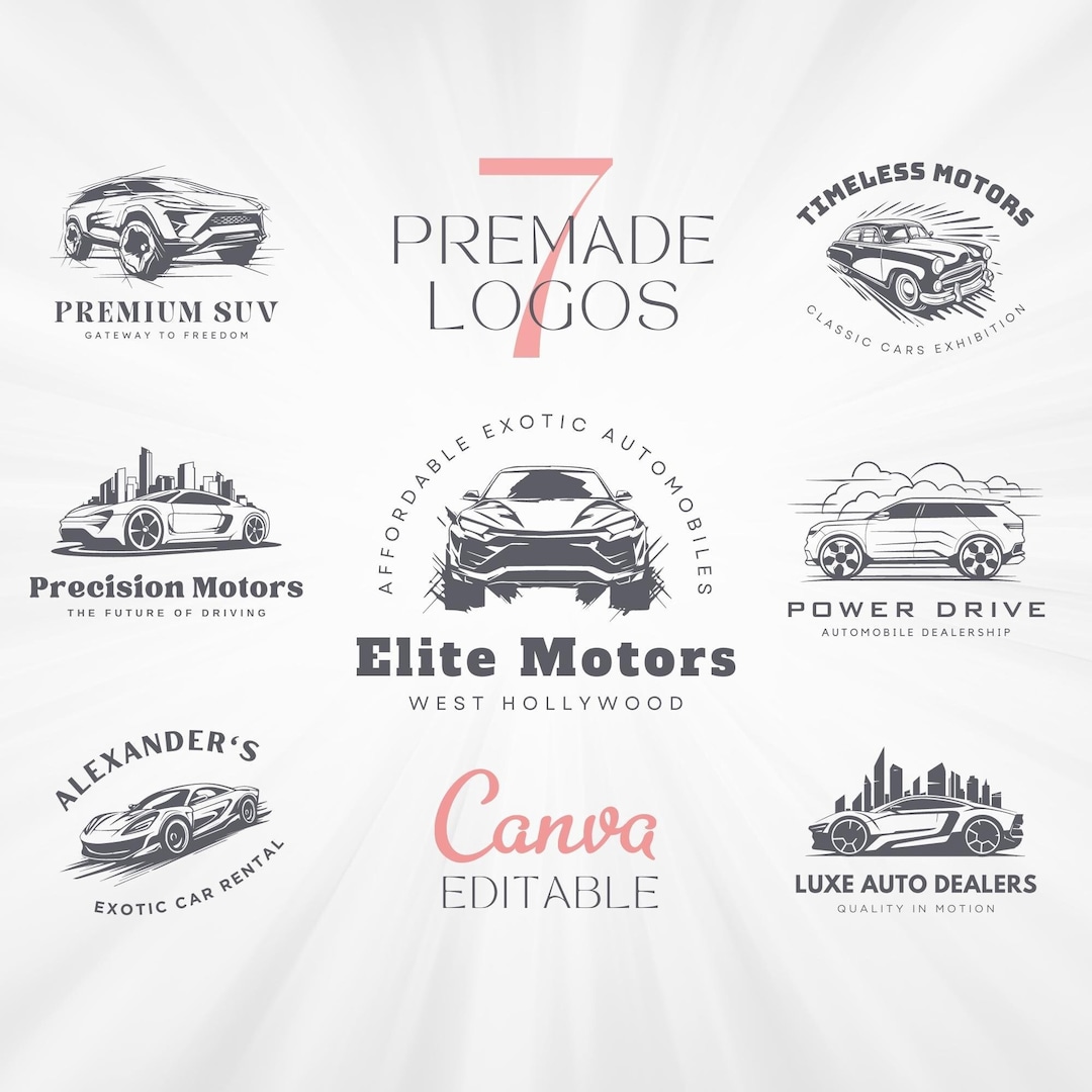7 Cars Logo Designs Premade Car Logo Editable Car Rental Logo Canva Car ...