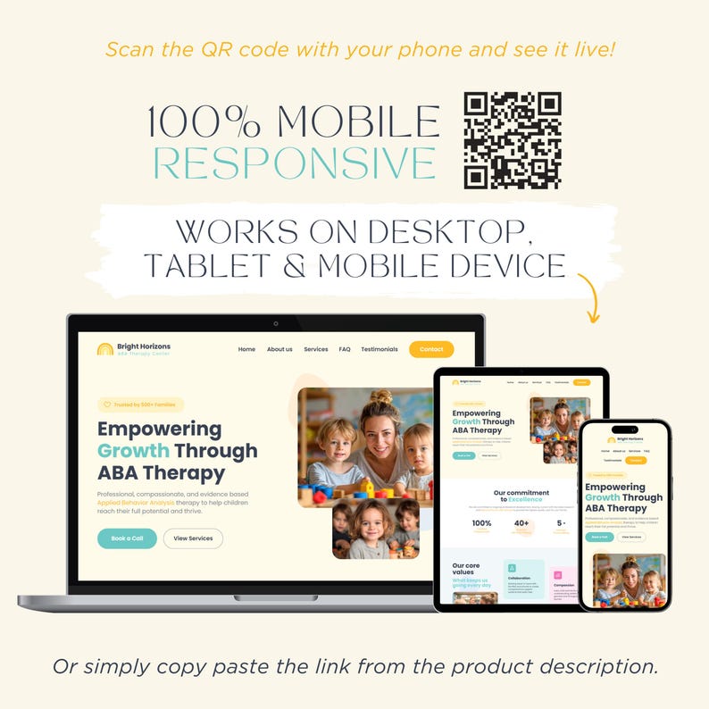 Daycare Website School Template ABA Therapy Canva Template Child ...