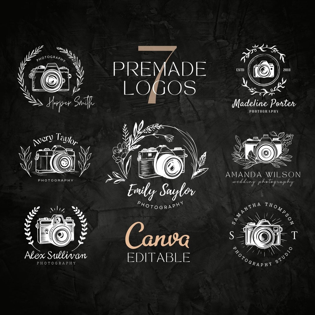 7 Photography Logo Designs Canva Watermark Logo Premade Camera Logo ...