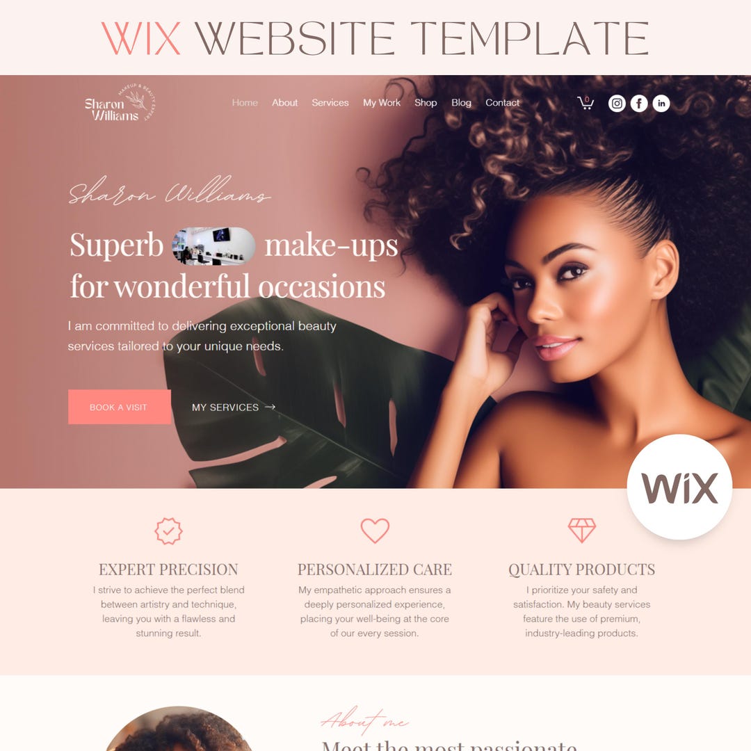 Beauty Salon Wix Template Esthetician Wix Full Website Skincare Pink ...