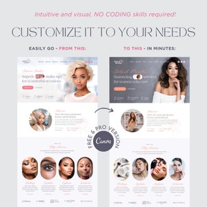Website Template Beauty Canva Website Makeup Artist Site Medspa Website ...