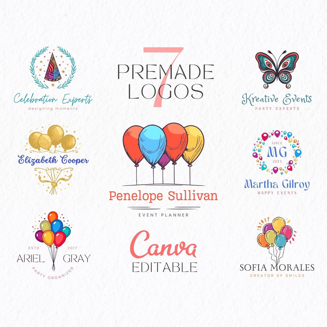 7 Decorator Logos, Premade Party Decorator Logo, Event Planner Logo ...