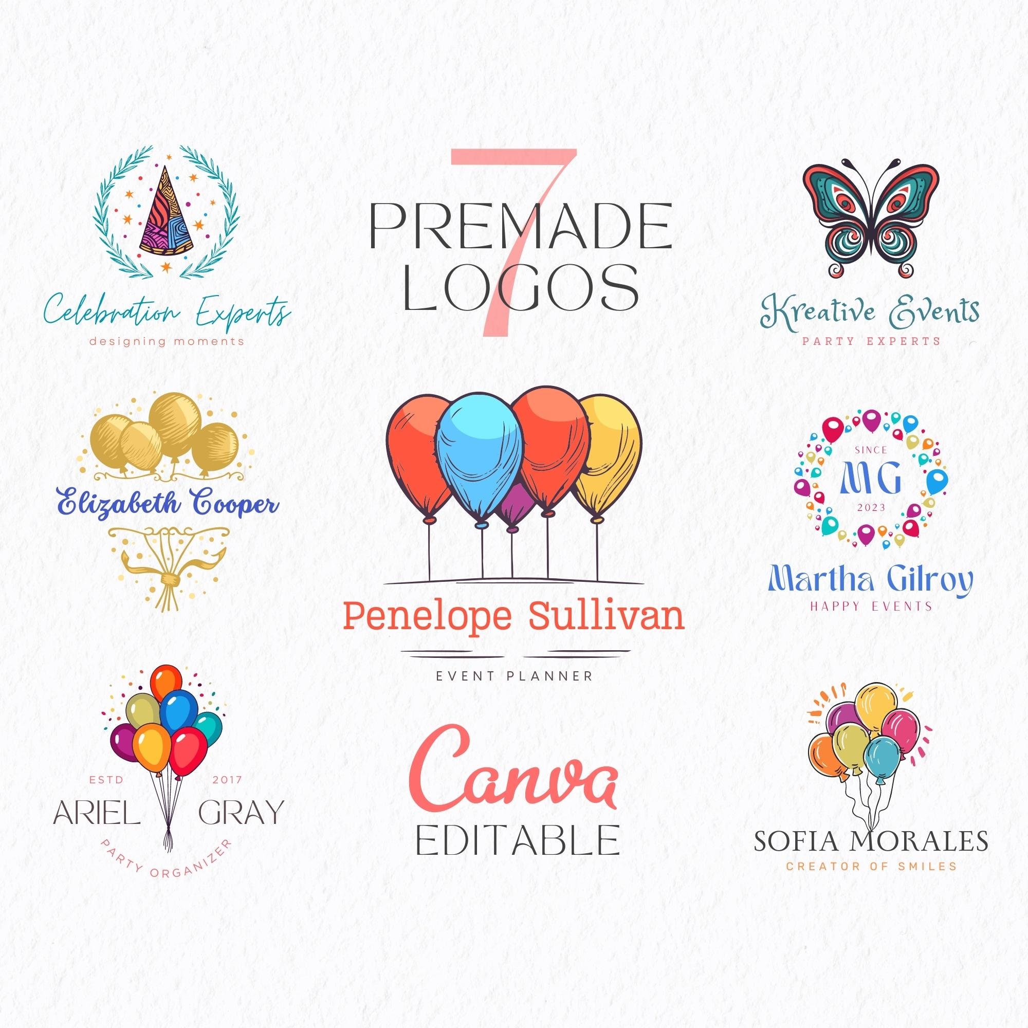 7 Decorator Logos, Premade Party Decorator Logo, Event Planner Logo ...