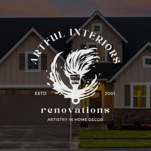 7 Premade House Decorator Logos: Artful Painter Designs (canva Editable ...