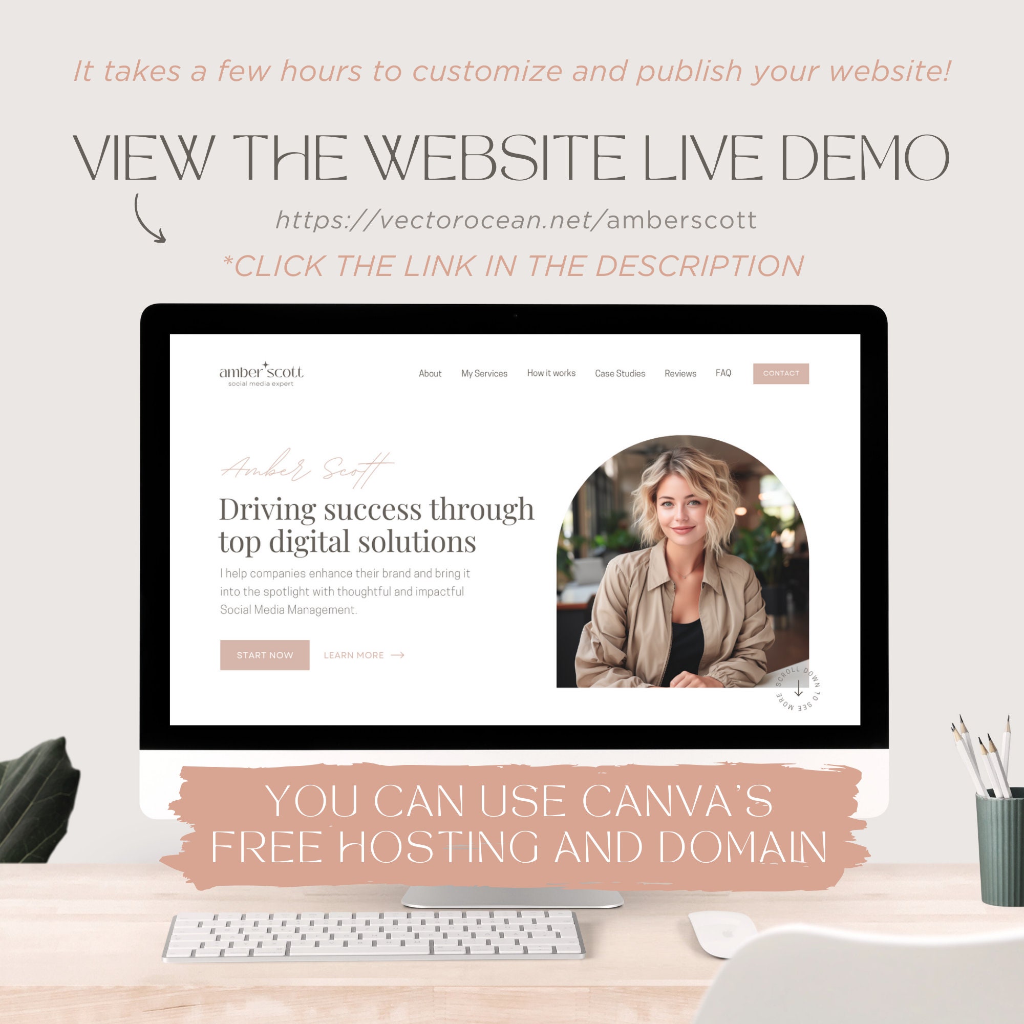 Social Media Manager Website Template Canva One Page Website Virtual ...