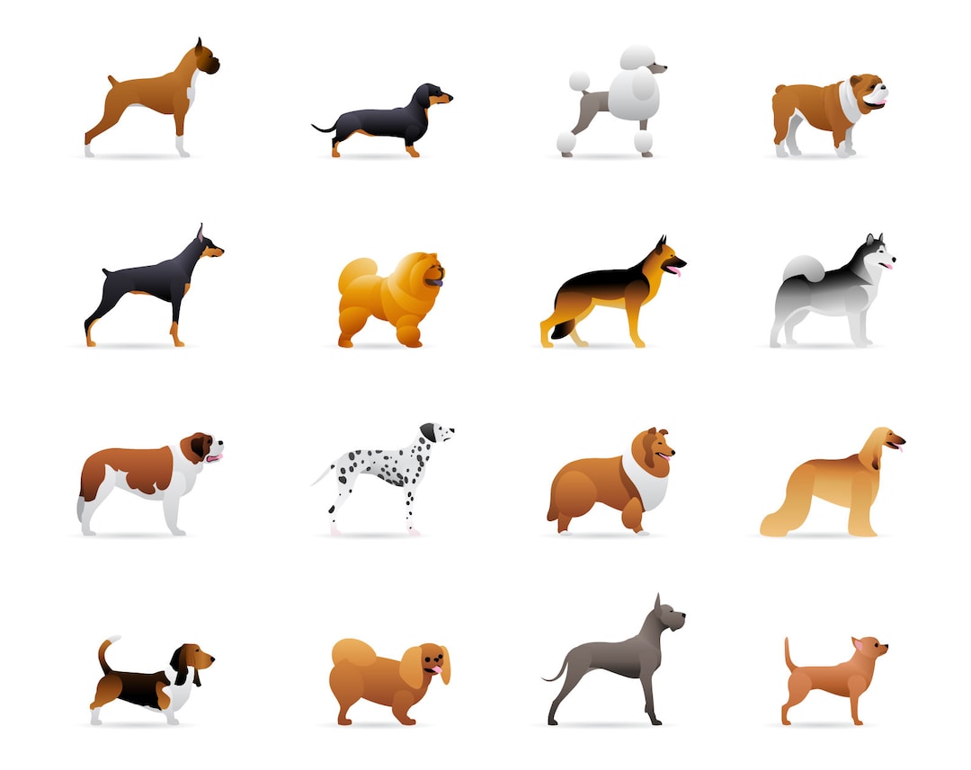 Dogs Icons Dogs SVG Dog Breeds Dog Types Icon Set Icon Stickers Icon ...