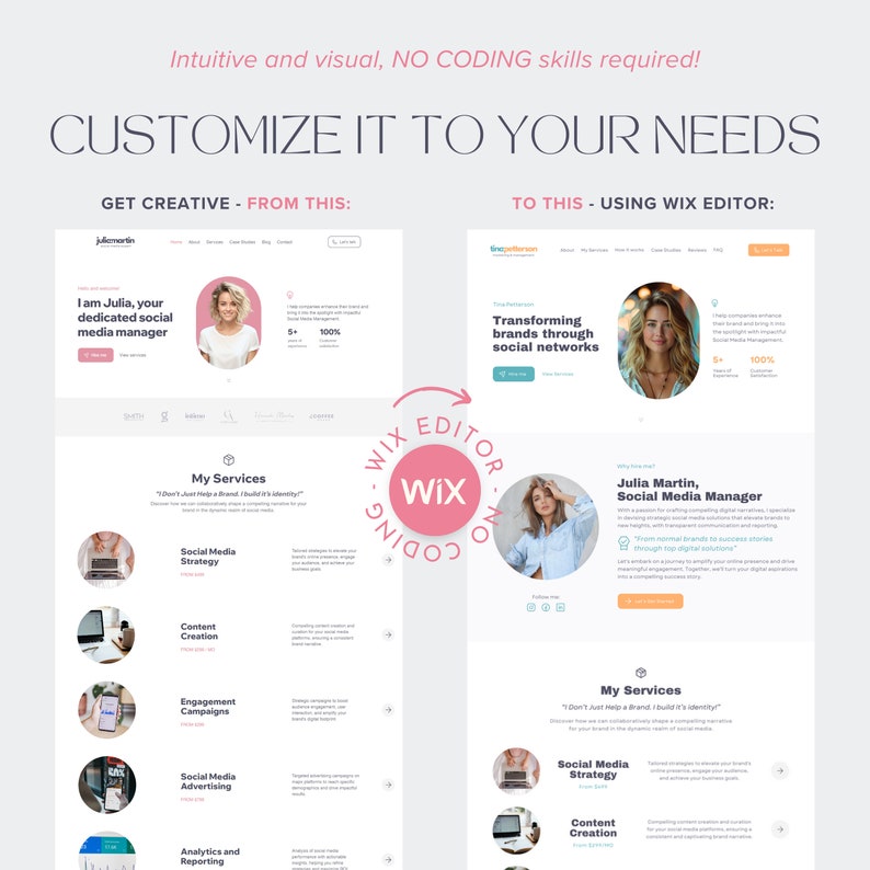 Wix Template for Virtual Assistants DIY Social Media Website Marketing ...