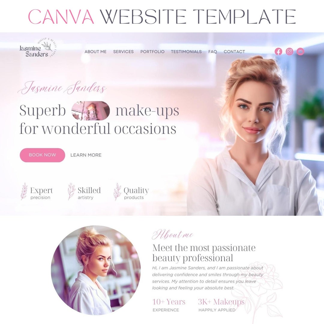 Beauty Website Template Canva Website Makeup Artist Medspa Website ...