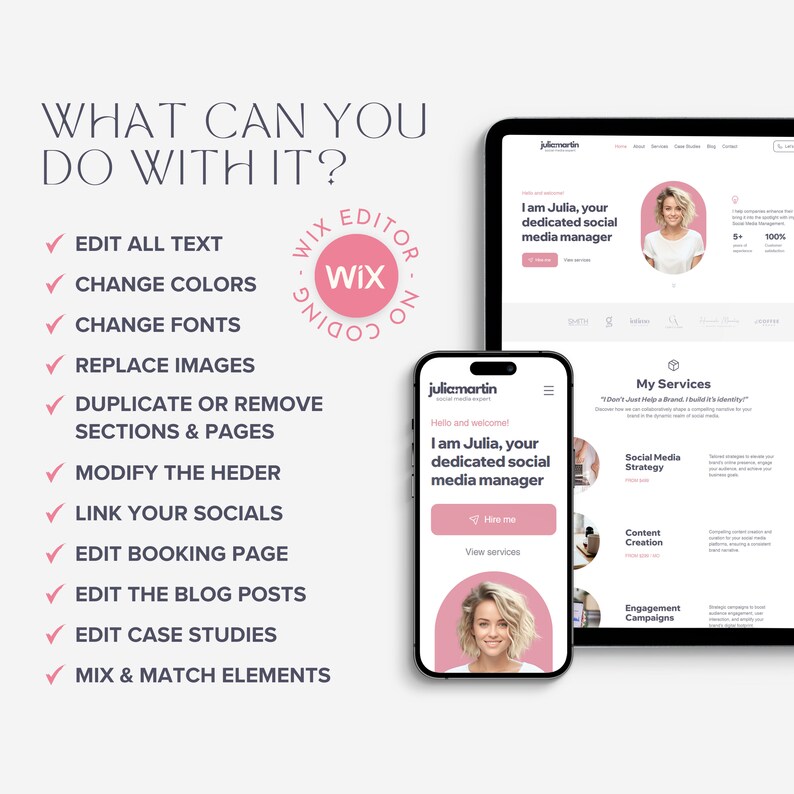 Wix Template for Virtual Assistants DIY Social Media Website Marketing ...