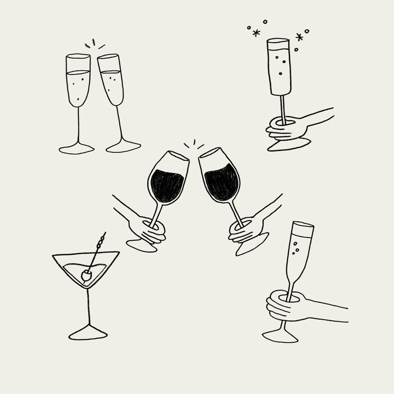 Cocktail Cheers - Set of Illustrations Ready to Download | Instant ...