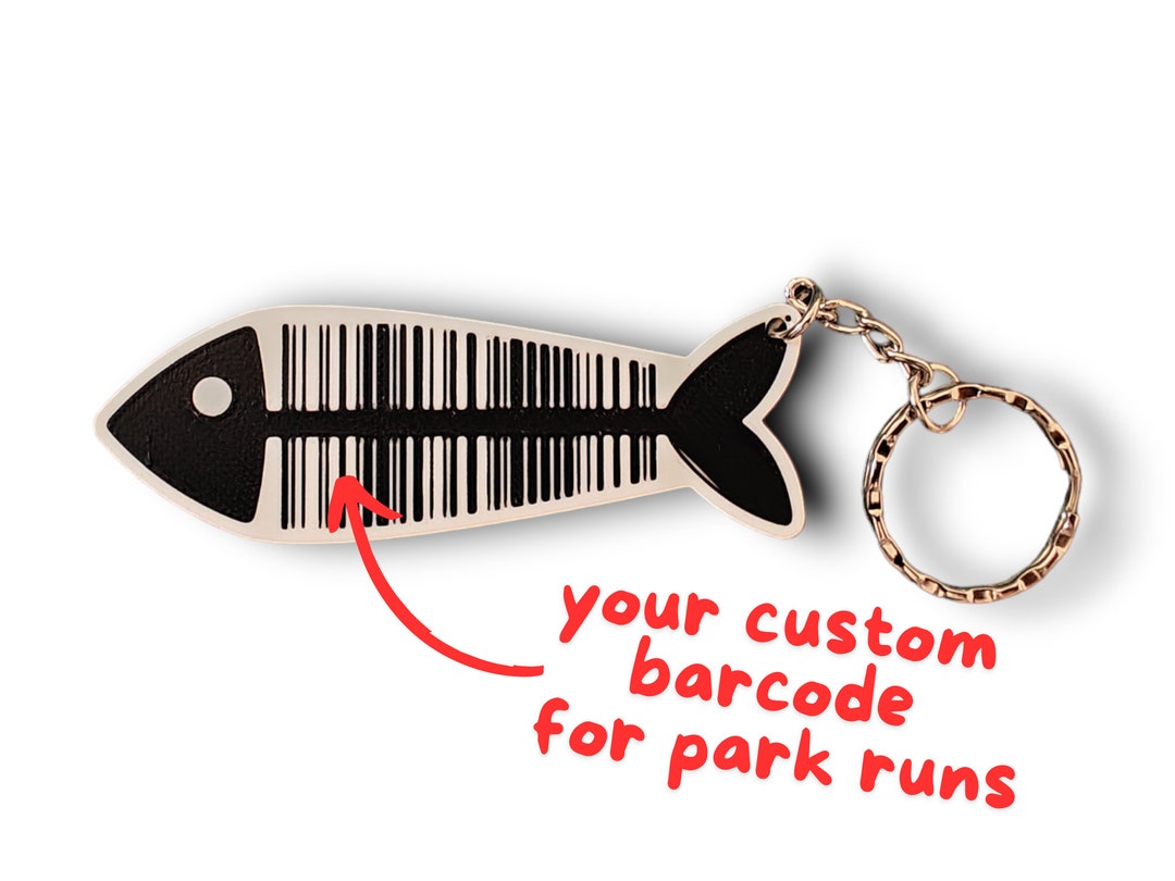 Custom Fish Barcode Keyrings for Park Run - Etsy