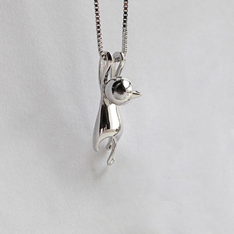 Tiny Gold Cat Necklace Sterling Silver Cat Necklace, Tiny Kitten ...