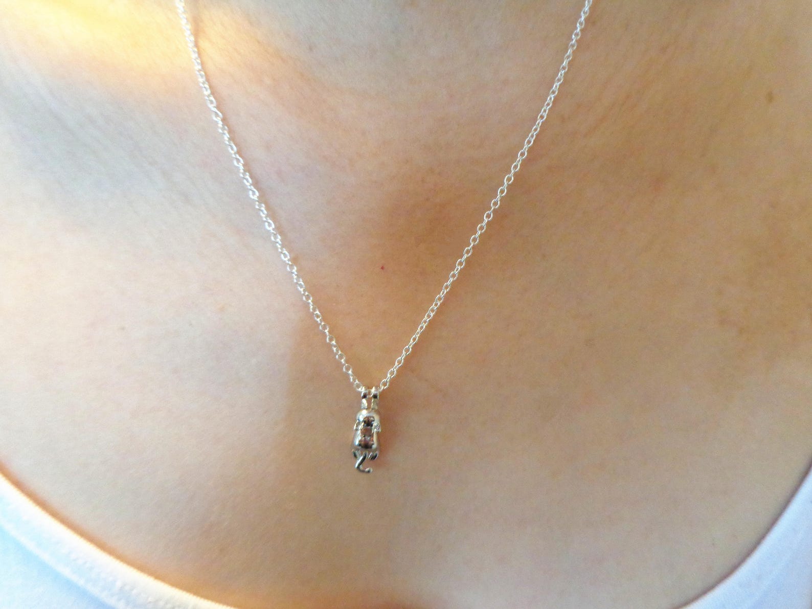 Tiny Gold Cat Necklace Sterling Silver Cat Necklace, Tiny Kitten ...