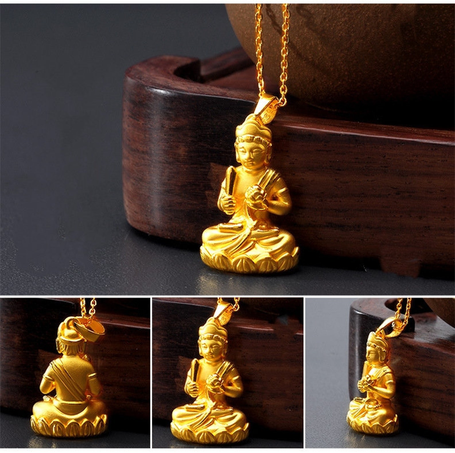 Gold Buddha Necklace Gift for Buddhist - Etsy
