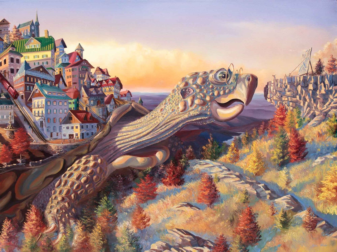 Autumn Migration- Turtle With a City on Its Back - Etsy