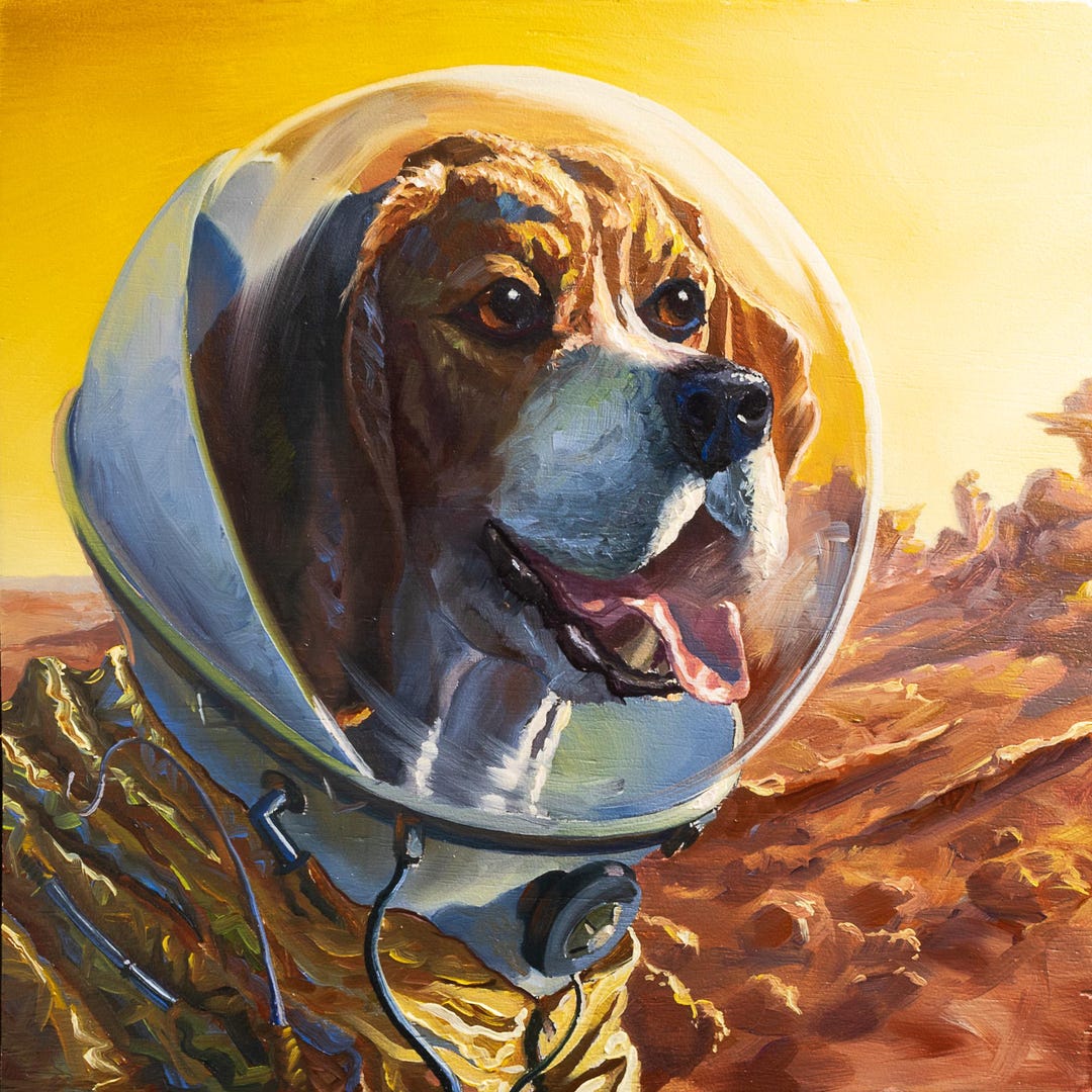 Mars Rover- Humorous Painting of a Space Dog - Etsy