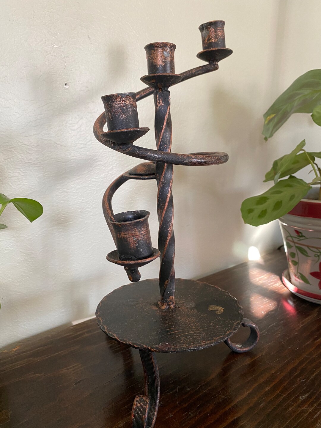 Wrought Iron, Vintage, Rustic Candelabra Type Holder. for Taper Candles ...
