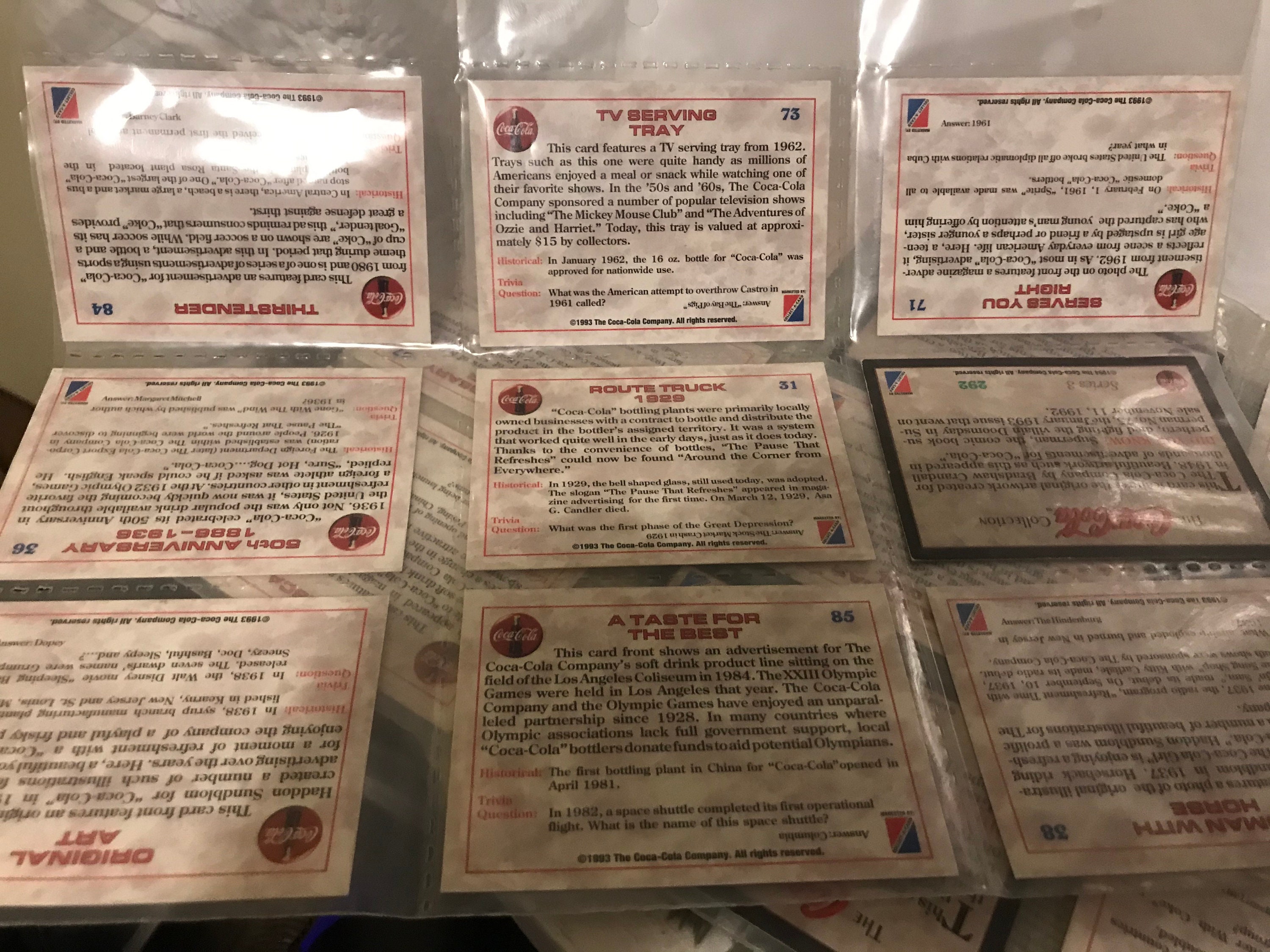 Coca Cola Card Collection Encased in Plastic Sleeves - Etsy