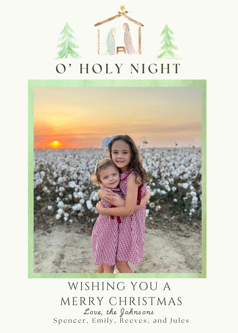 Watercolor Nativity Christmas Card Photo Canva Template, Handpainted ...