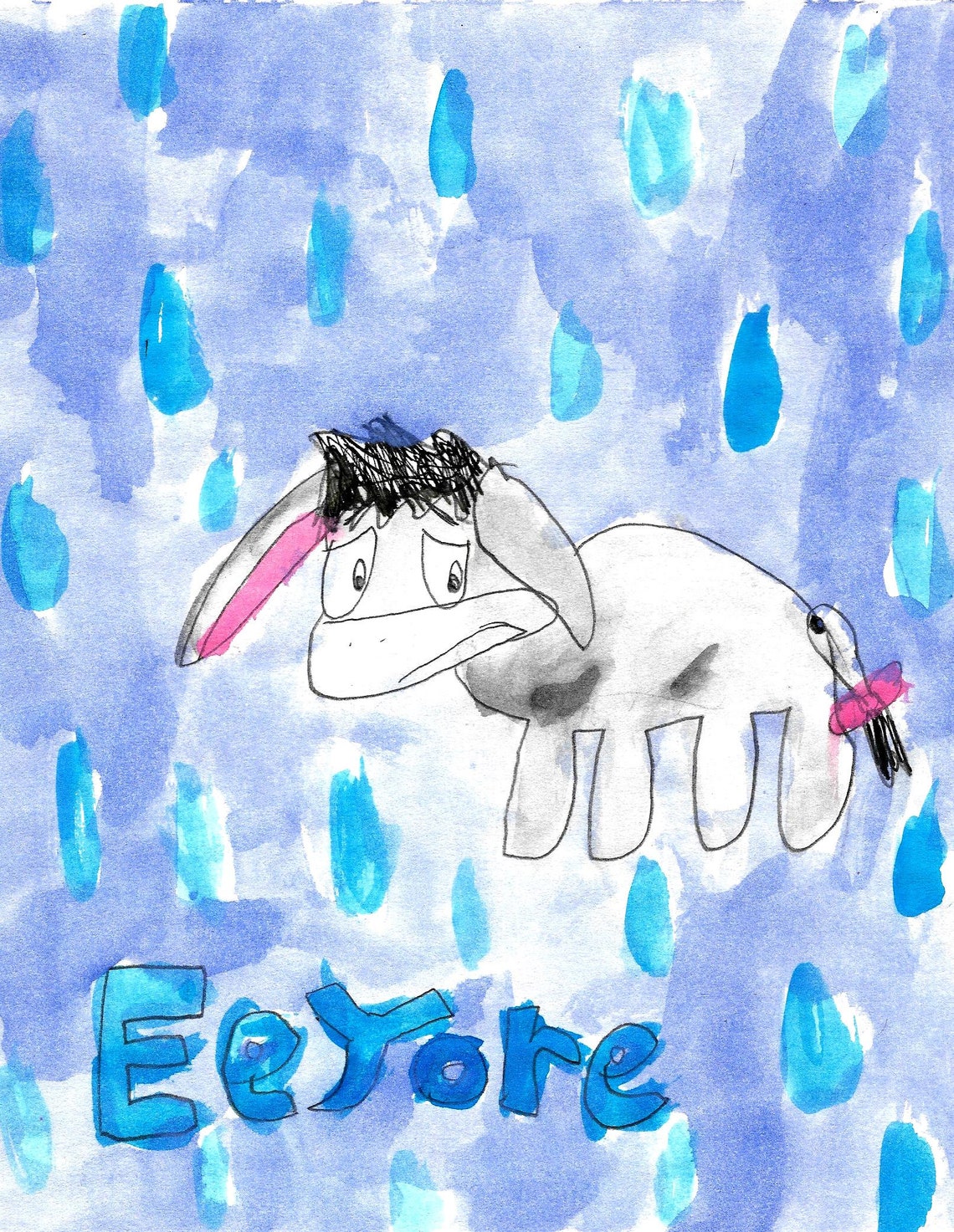 8 X 10 Inch Fine Art Print of Eeyore Rainy Day Illustration - Etsy