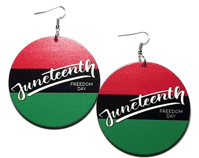 JUNETEENTH Freedom Day Statement Wood Dangle Drop Earrings - Etsy
