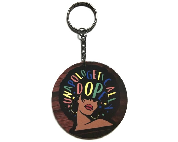 UNAPOLOGETICALLY DOPE in Colors Afro Keychain | Purse Handbag Charms ...